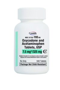 Oxycodone and Acetaminophen – Camber Pharmaceuticals